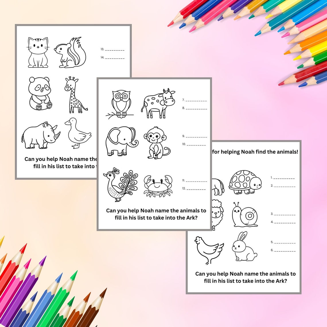 Noah's Ark Activity Book Kids Bible Lesson Printable Christian Sunday ...