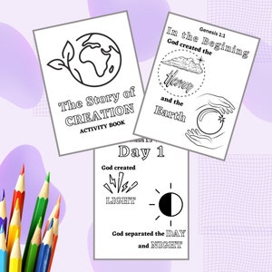 7 Days of Creation Coloring Pages, Kids Bible Lesson Printable ...