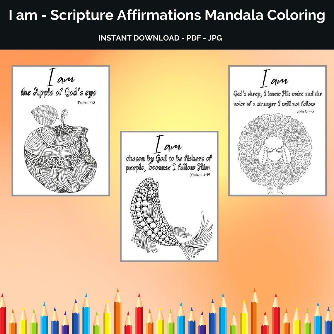 Bible Affirmation Coloring Pages, Mandala Mindful Coloring for ...