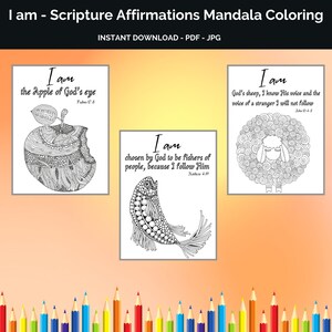 Bible Affirmation Coloring Pages, Mandala Mindful Coloring for ...