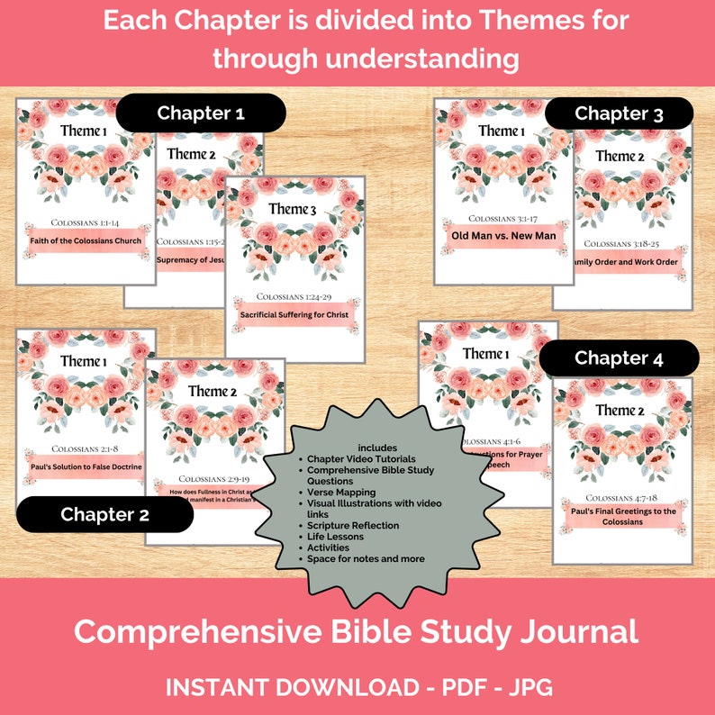 Comprehensive Bible Study Journal: Book of Colossians, Women Bible Lesson Printable, Christian ...