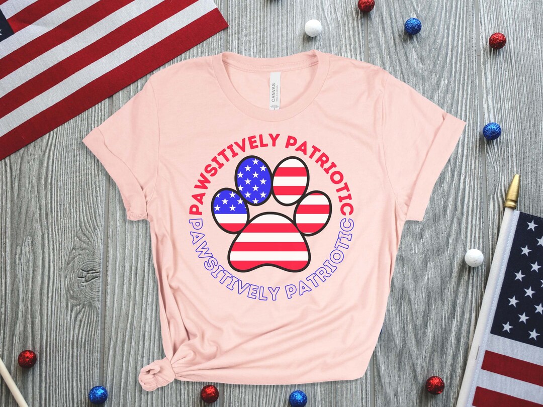 Pawsitively Patriotic US Flag Paw Print Tee American Flag - Etsy