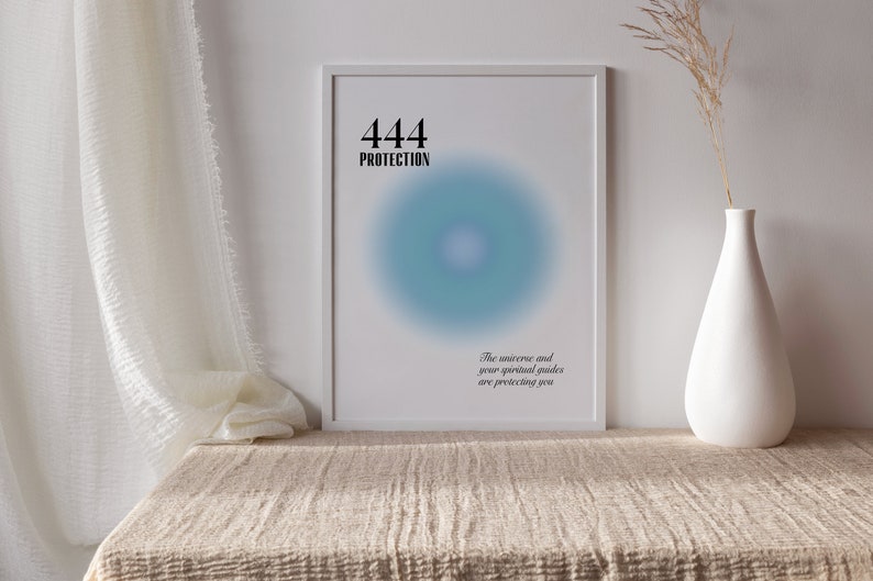 444 Print, Divine Harmony, Angel Number Poster and Gradient Aura Art ...