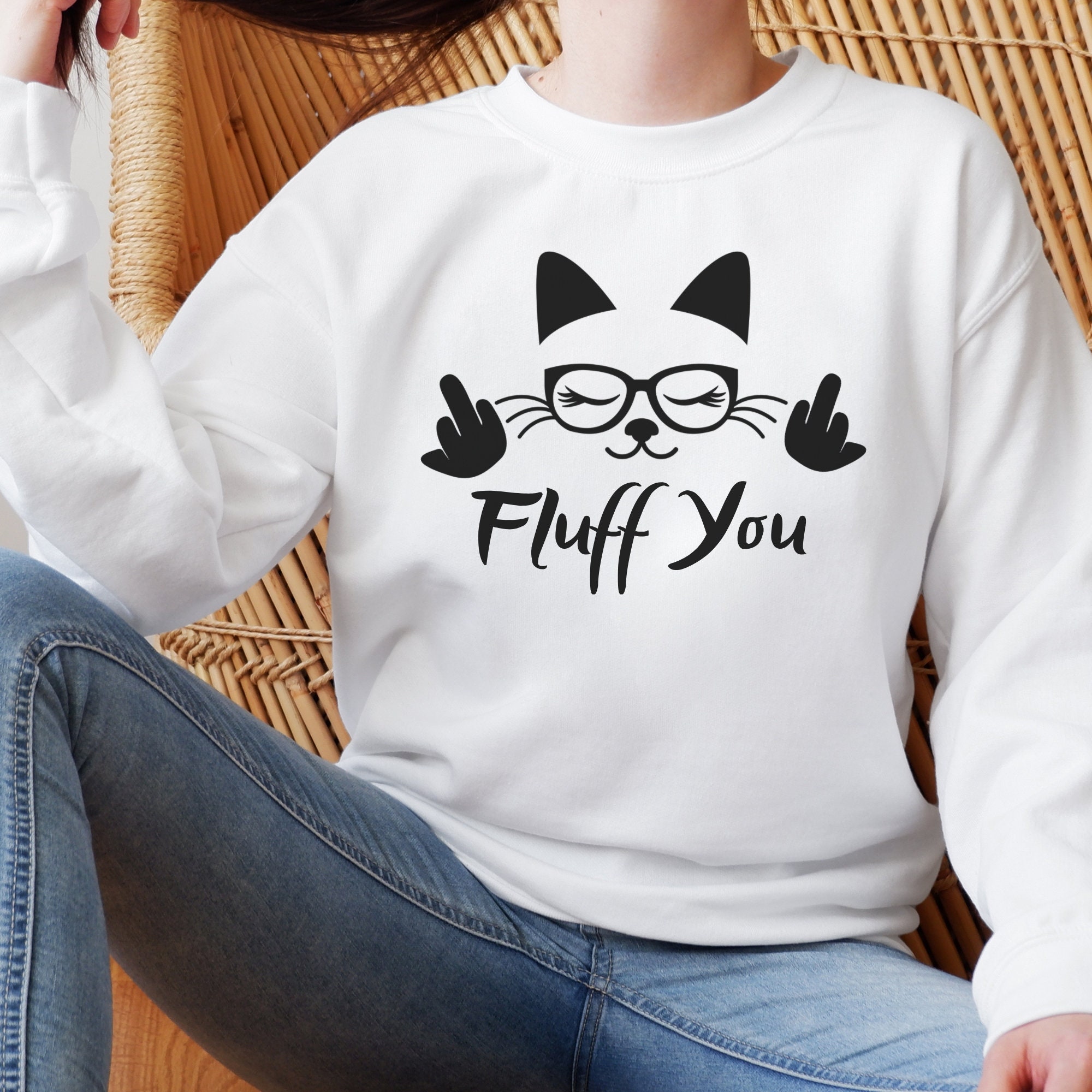 Fluff You Cat Middle Finger Funny Cuss PNG Humorous Gift Pastel Hearts ...