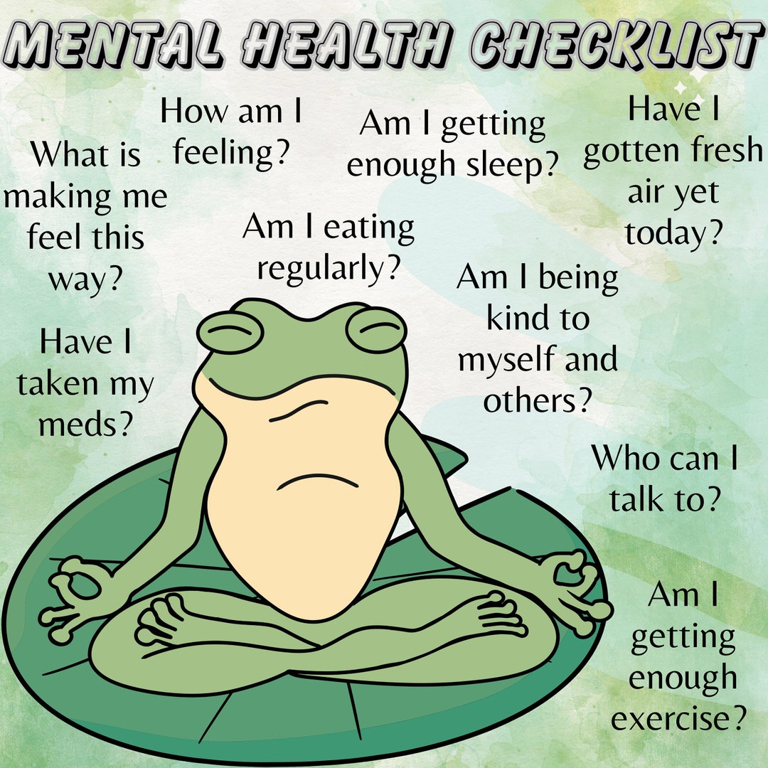 Mental Health Checklist One Page DOWNLOAD - Etsy
