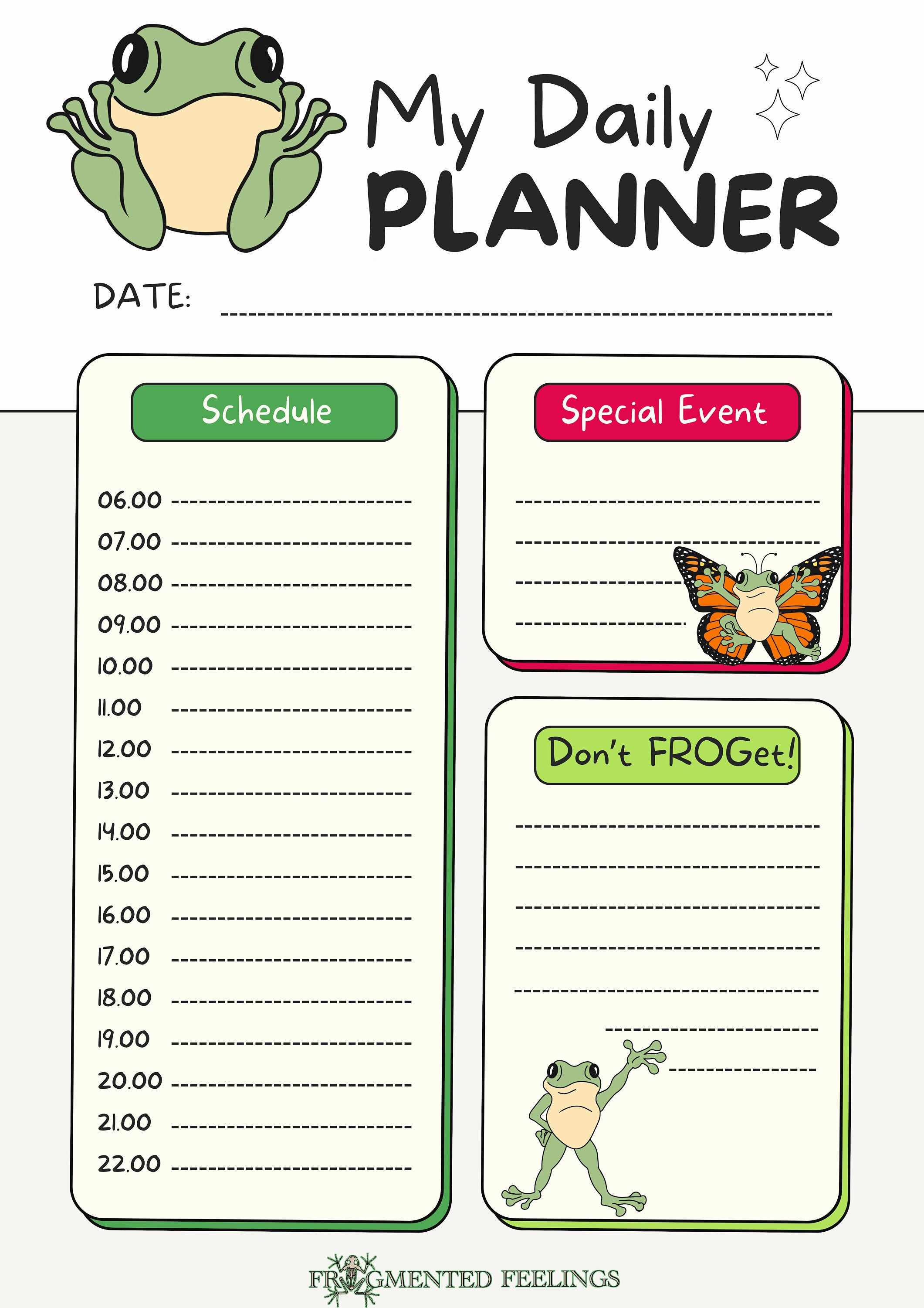 Downloadable Frog Planner, Instant Download, Daily Planner, Daily ...