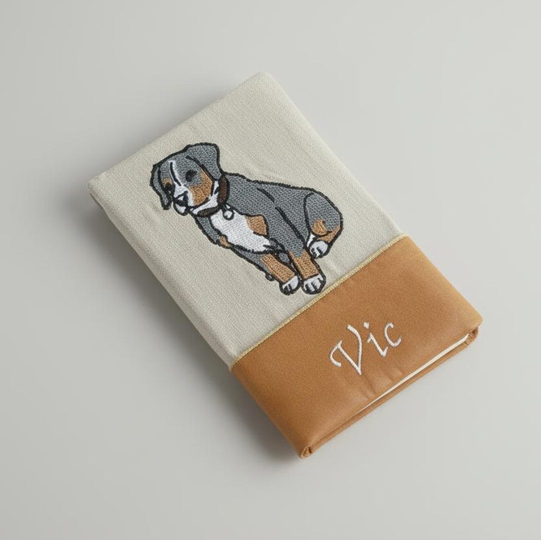 Personalized Dog Health Record Book Cover – Portrait Embroidery From ...