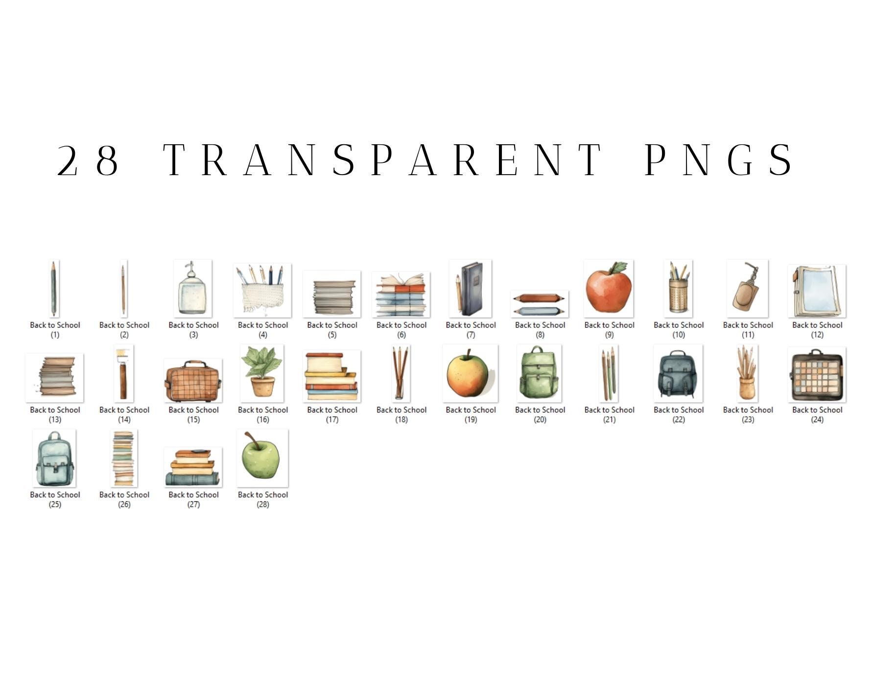 28 Watercolor Back to School Clipart Bundle, for Teachers, Commercial ...