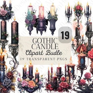 19 Watercolor Gothic Candle Clipart, SVG, PNG, Instant Download ...