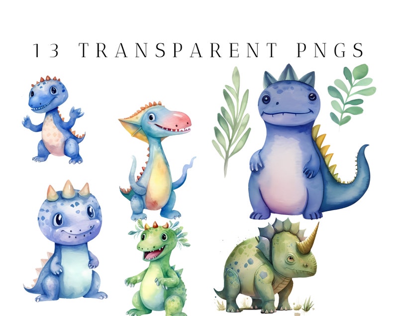 13 Watercolor Dinosaur Clipart Bundle Dinosaur Species - Etsy