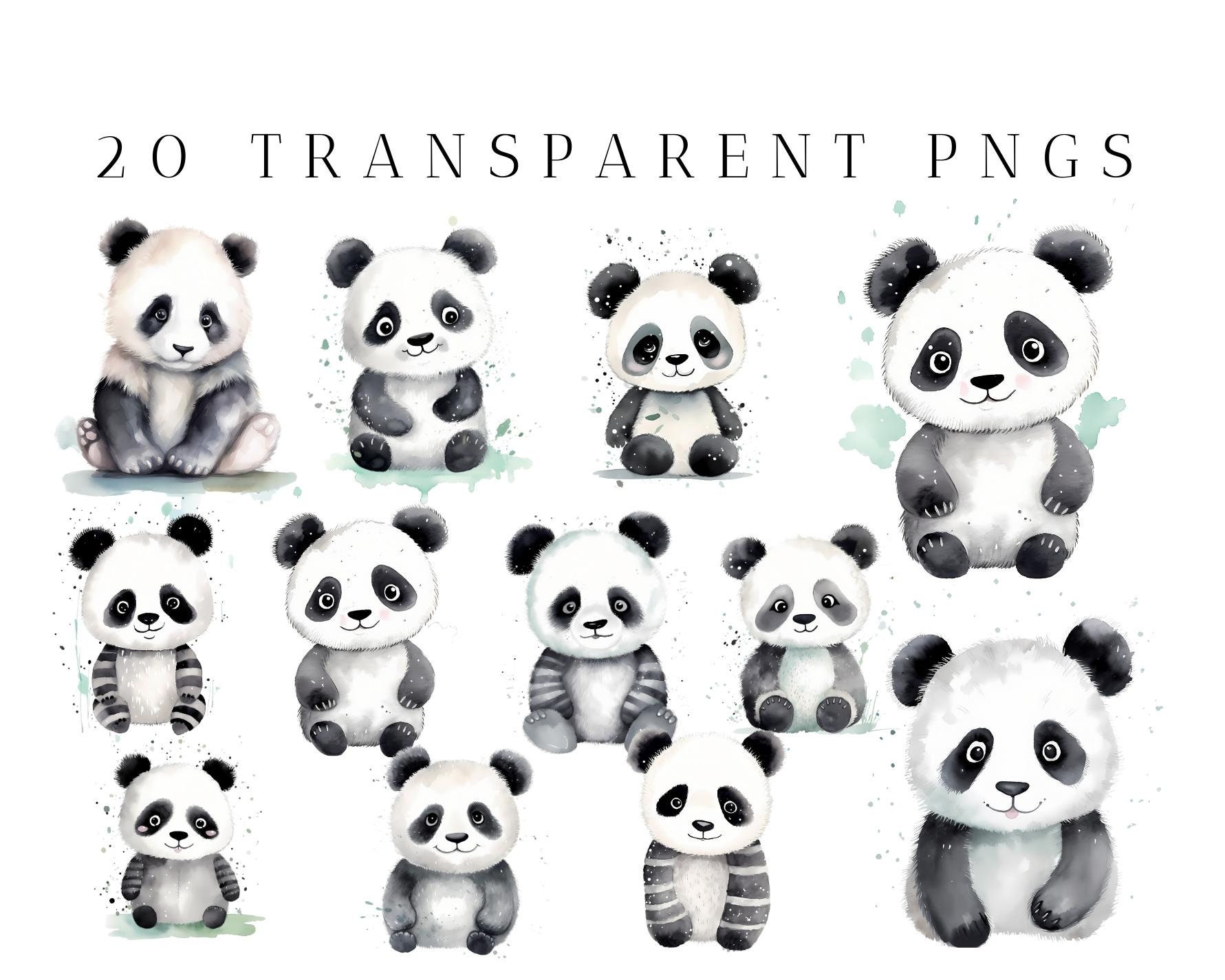 20 Watercolor Baby Panda Clipart Bundle Happy Panda Cute - Etsy