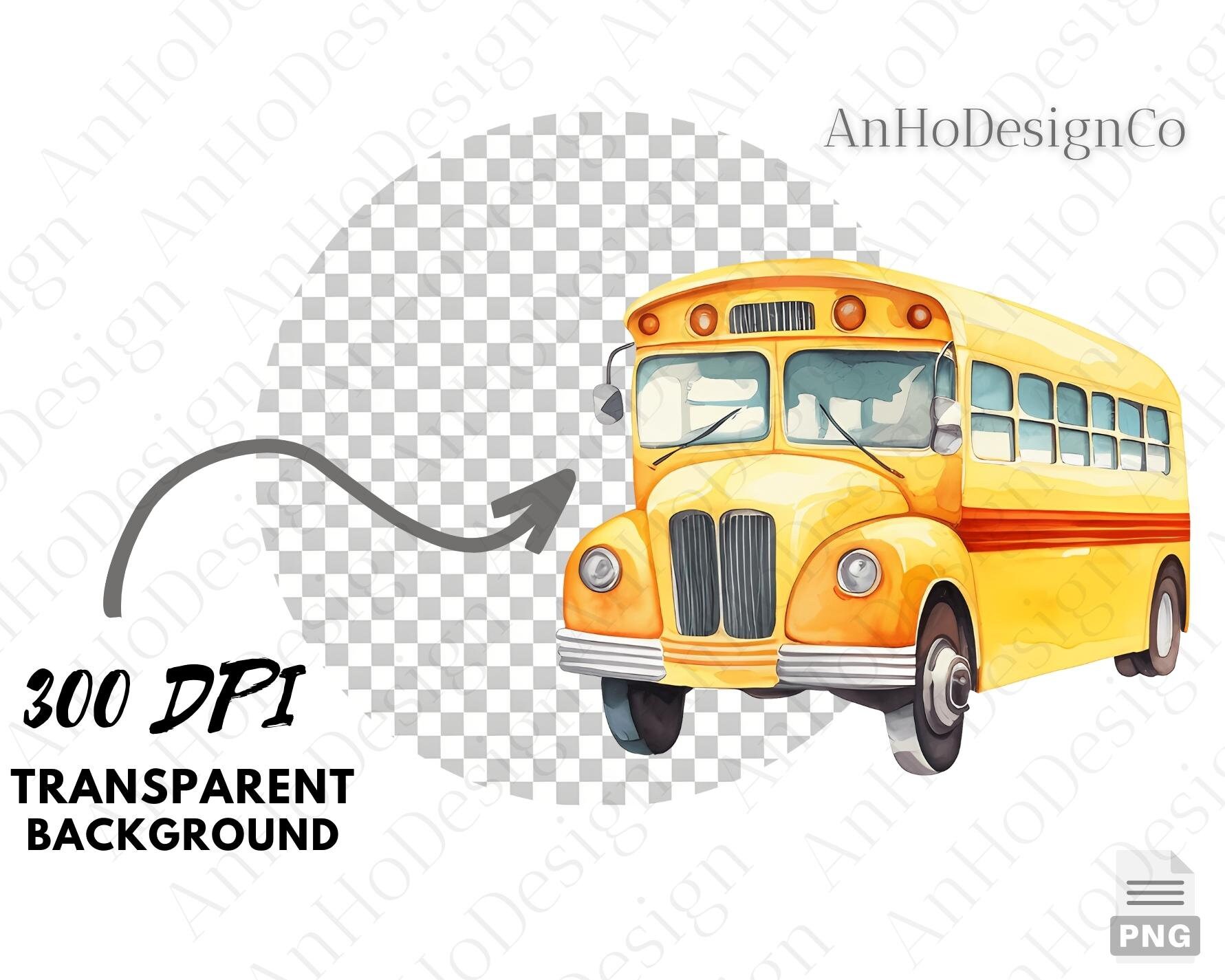19 Watercolor School Bus Clipart Bundle, Bus Clipart, Wall Art, Bus Art ...