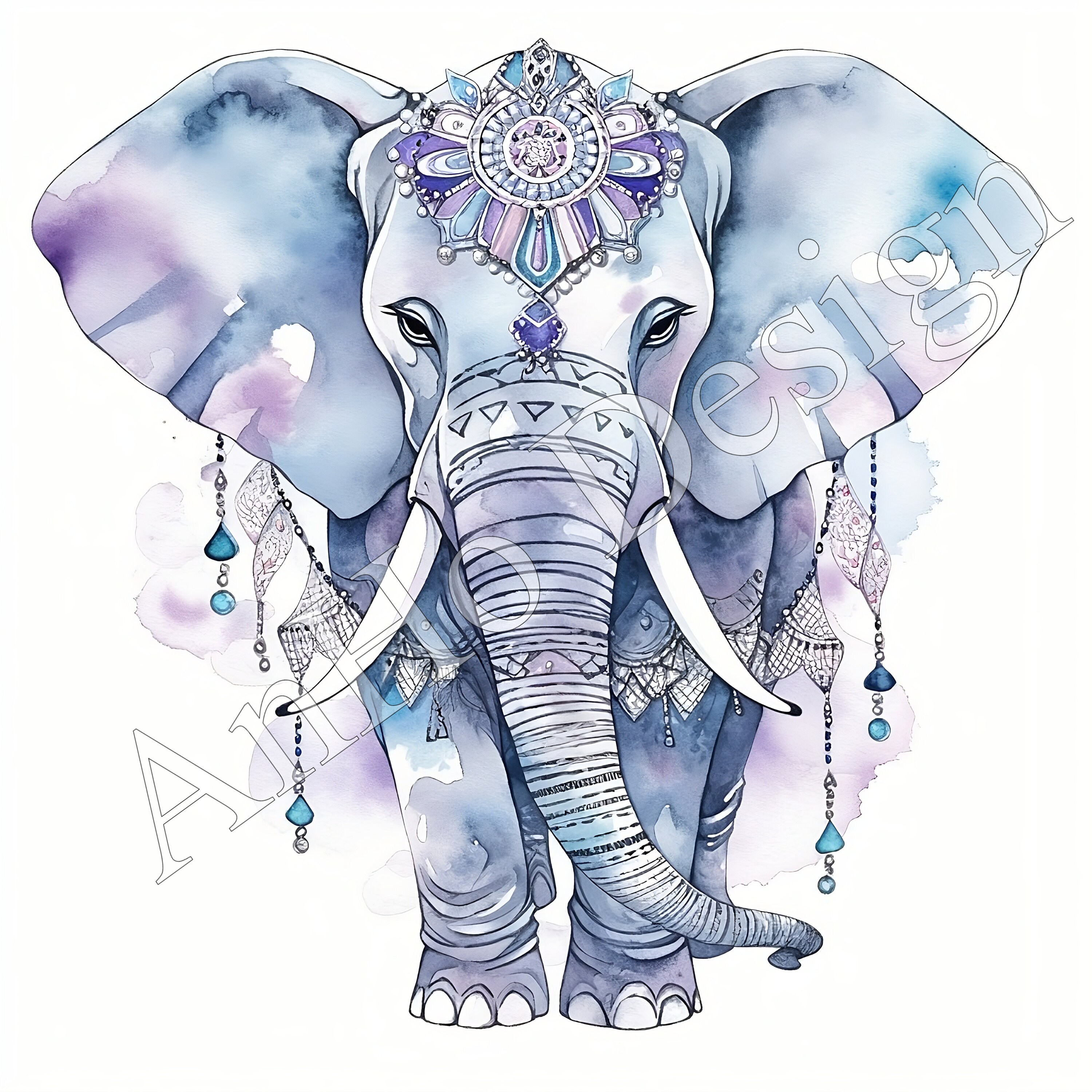 Watercolor Elephant Clip Art Illustration With Intricate - Etsy Watercolor Elephant Clip Art Illustration With Intricate - Etsy