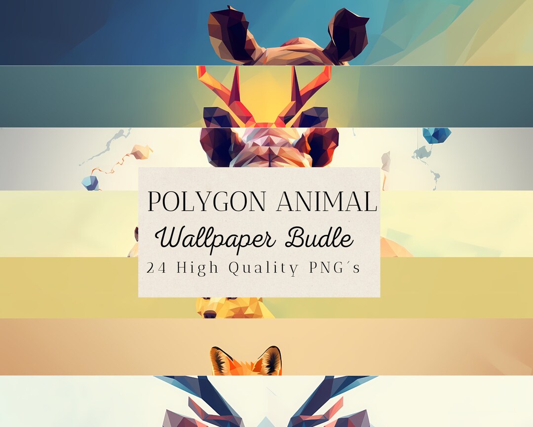 24 Polygon Animal Minimalistic Wallpaper Bundle, Geometric Animals ...