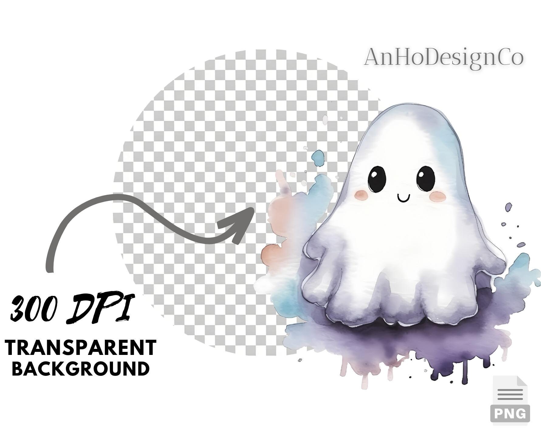 25 Watercolor Ghost Clipart Bundle, PNG, SVG, Transparent, Commercial ...