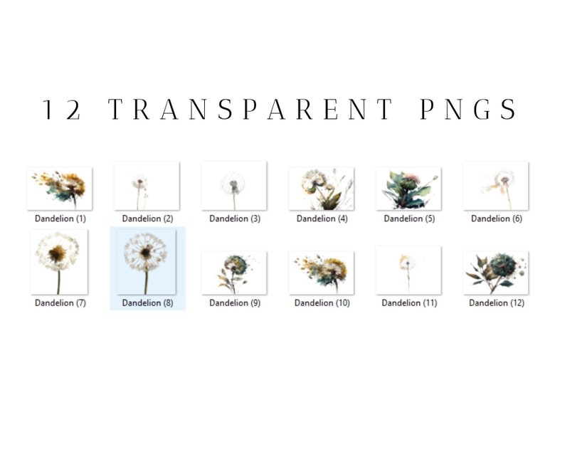 12 Watercolor Dandelion Clipart Bundle, Floral Spring Wildflowers & Bouquets, Svg, PNG ...