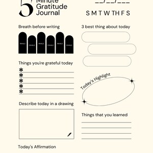 Minimalist Five Minute Gratitude A4 Document Journal - Etsy