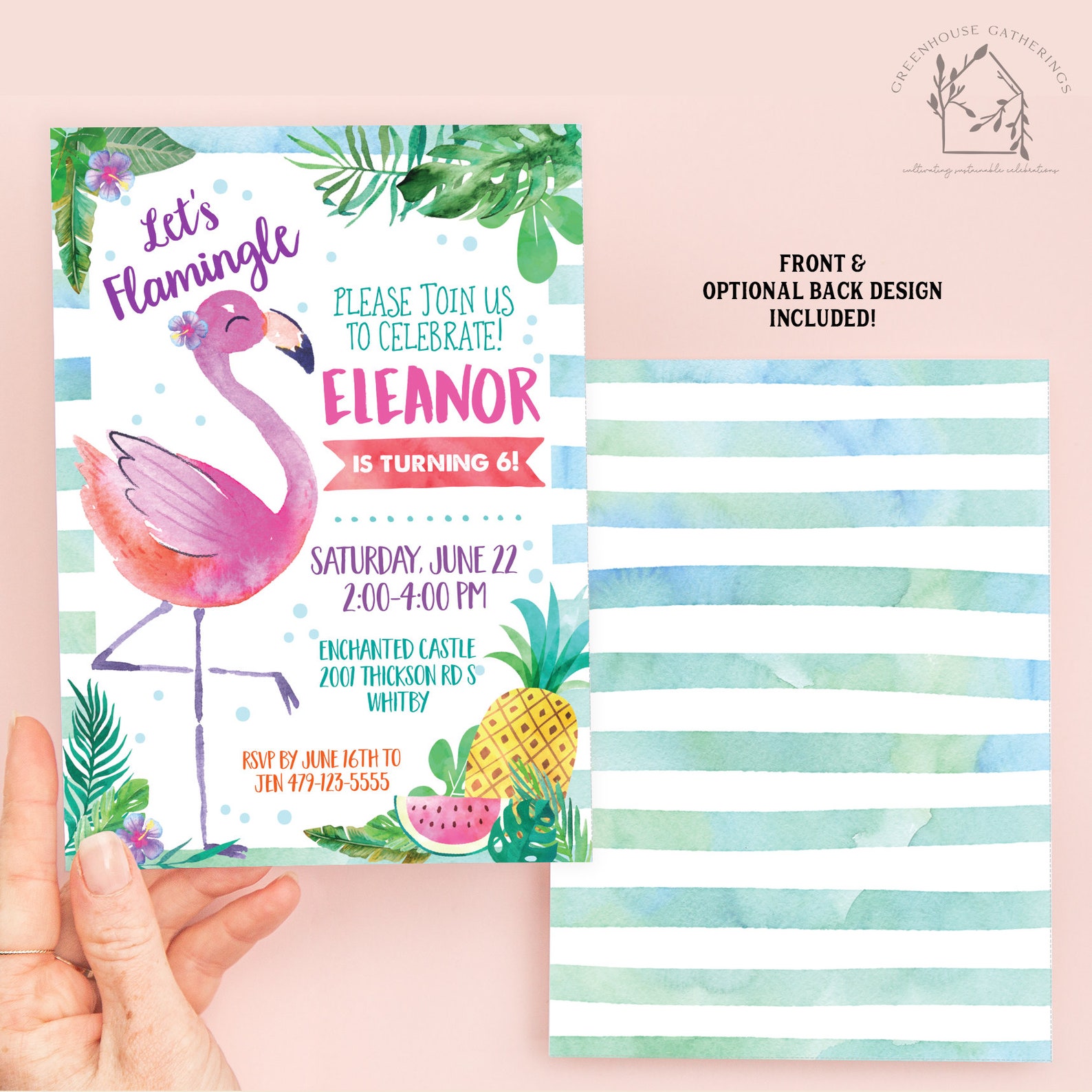 Editable Flamingo Birthday Invitation Pool Party Summer - Etsy