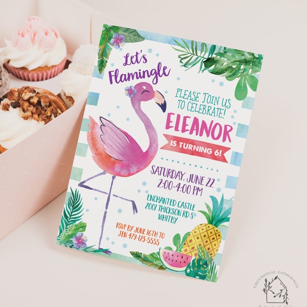 Flamingo Invitation - Etsy
