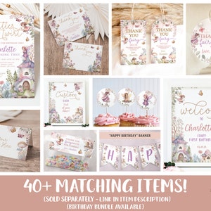 Editable Fairy Welcome Sign Fairy Magic ONE Birthday Invitation Garden ...