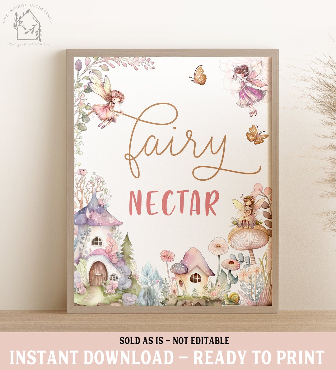 Fairy Nectar Sign Decor Magical Fairy Garden Fairy Birthday Party ...