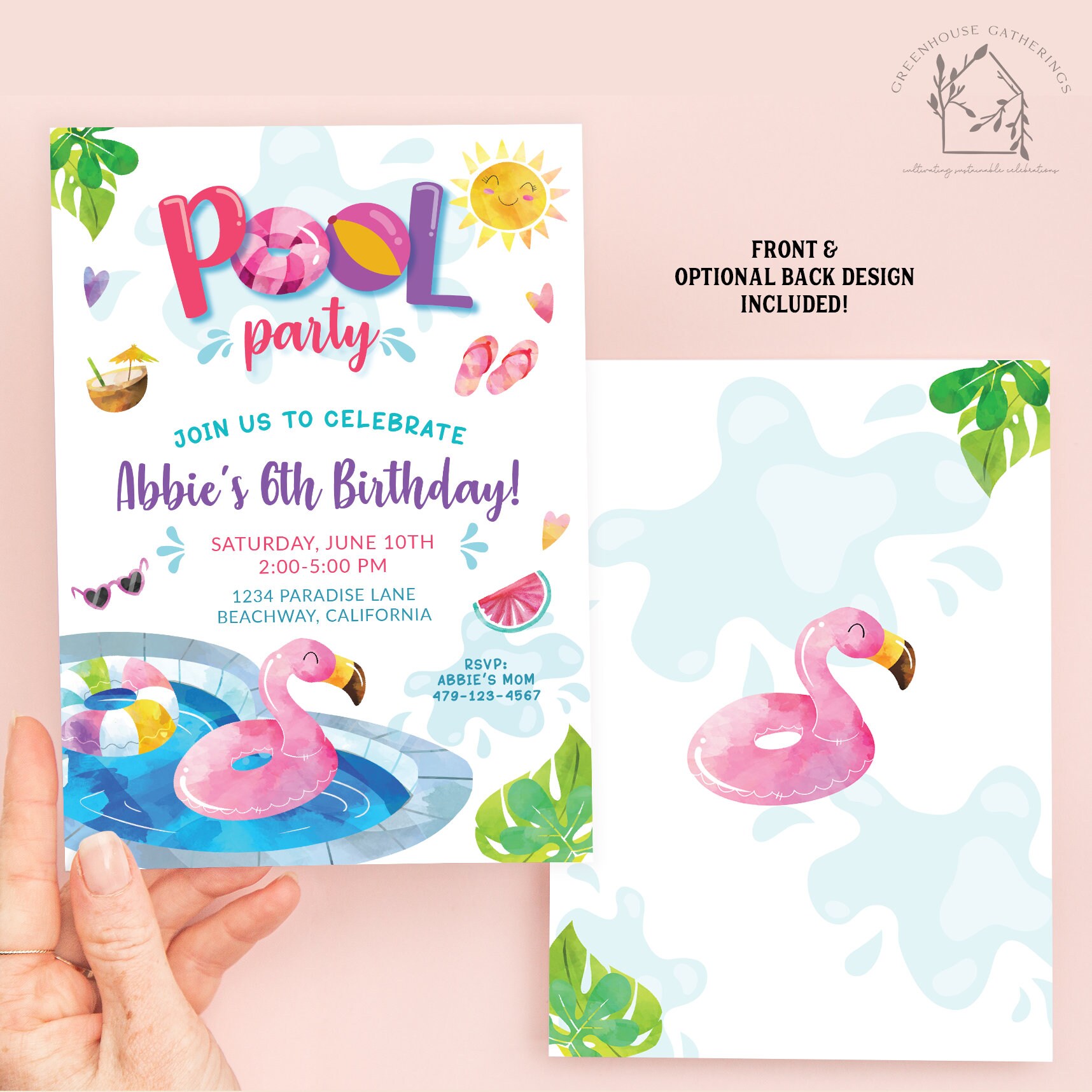 Editable Pool Party Invitation ANY AGE Pool Party Birthday Invitation ...
