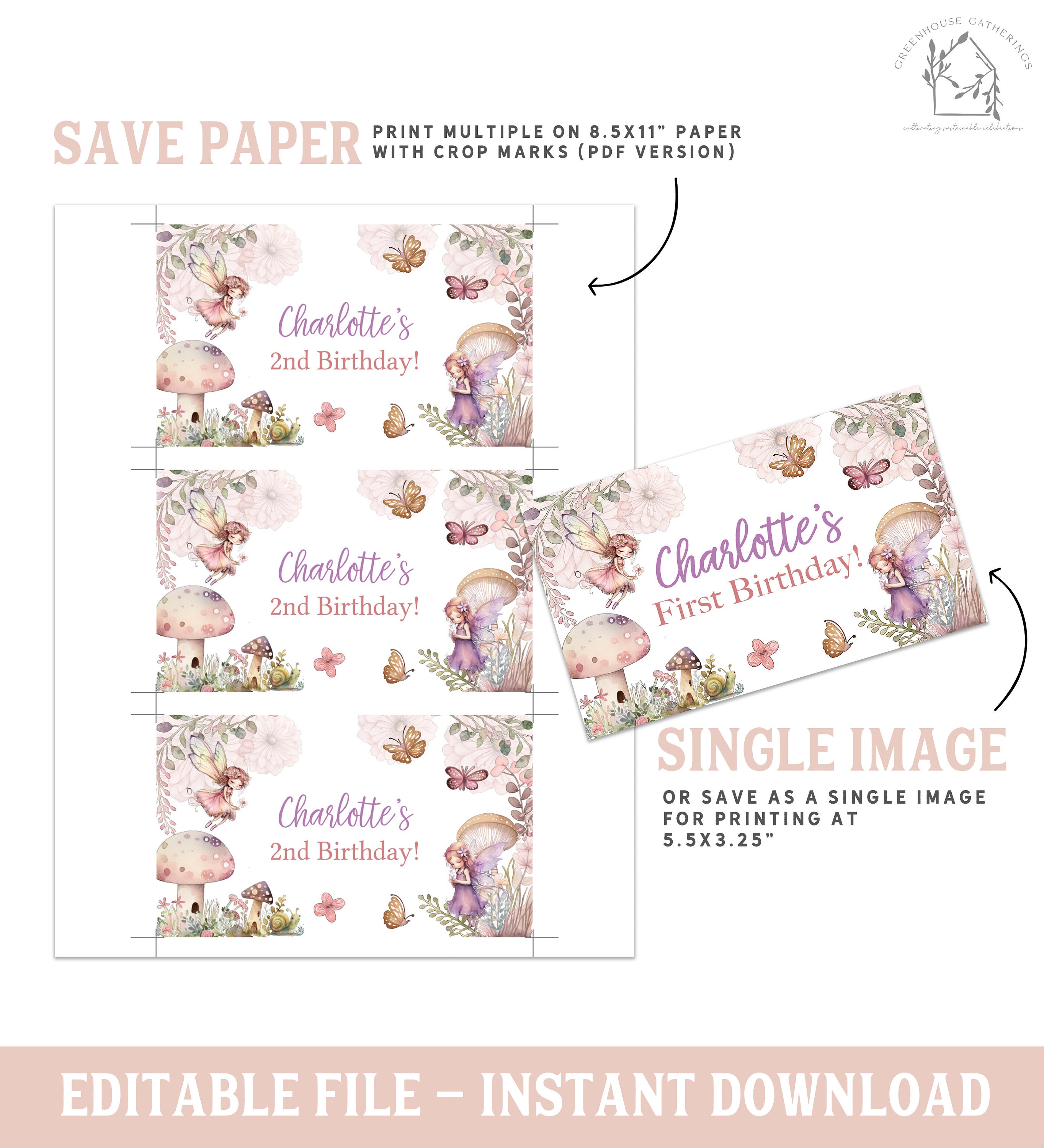 Editable Fairy Gable Box Label Fairy Party Favor Party Gift Box Label ...