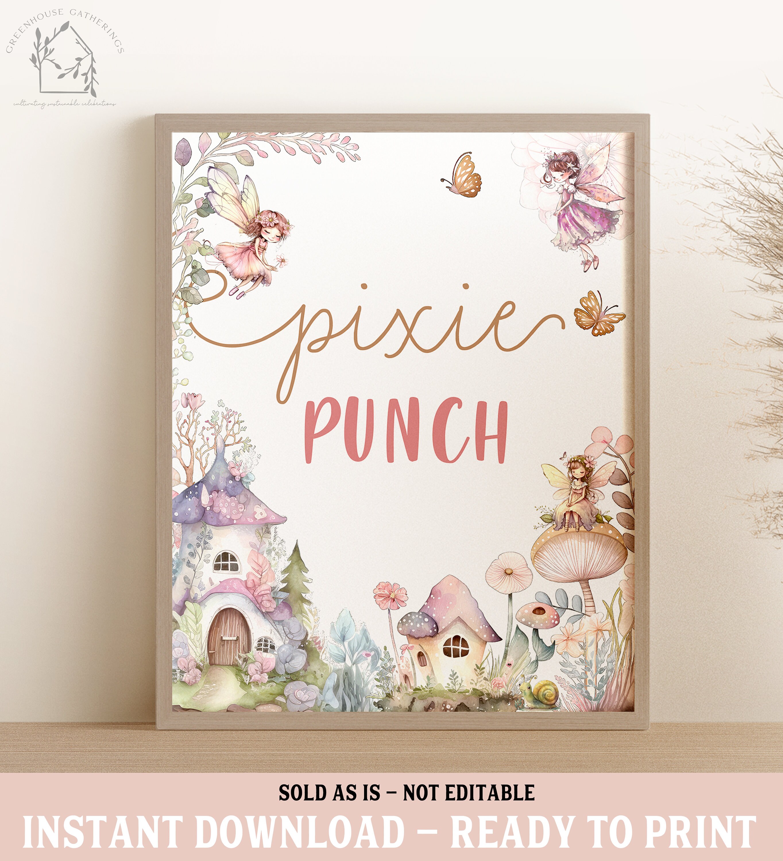 Fairy Pixie Punch Sign Decor Magical Fairy Garden Fairy Birthday Party ...