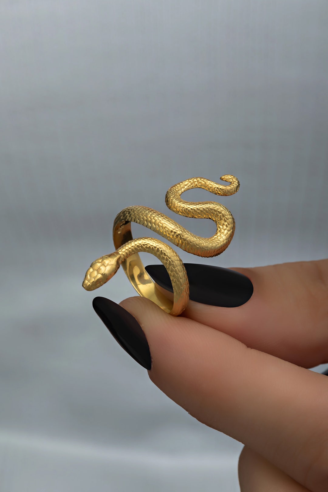 14k Solid Gold Snake Ring: Reptile Serpent Band - Etsy