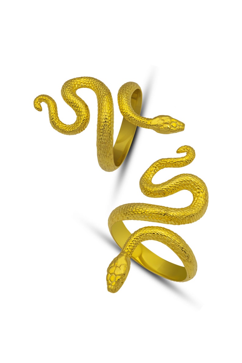 14k Solid Gold Snake Ring: Reptile Serpent Band - Etsy