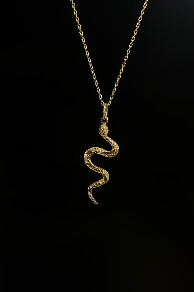 14K Solid Gold Snake Necklace, Handmade Snake Jewelry for Women ...