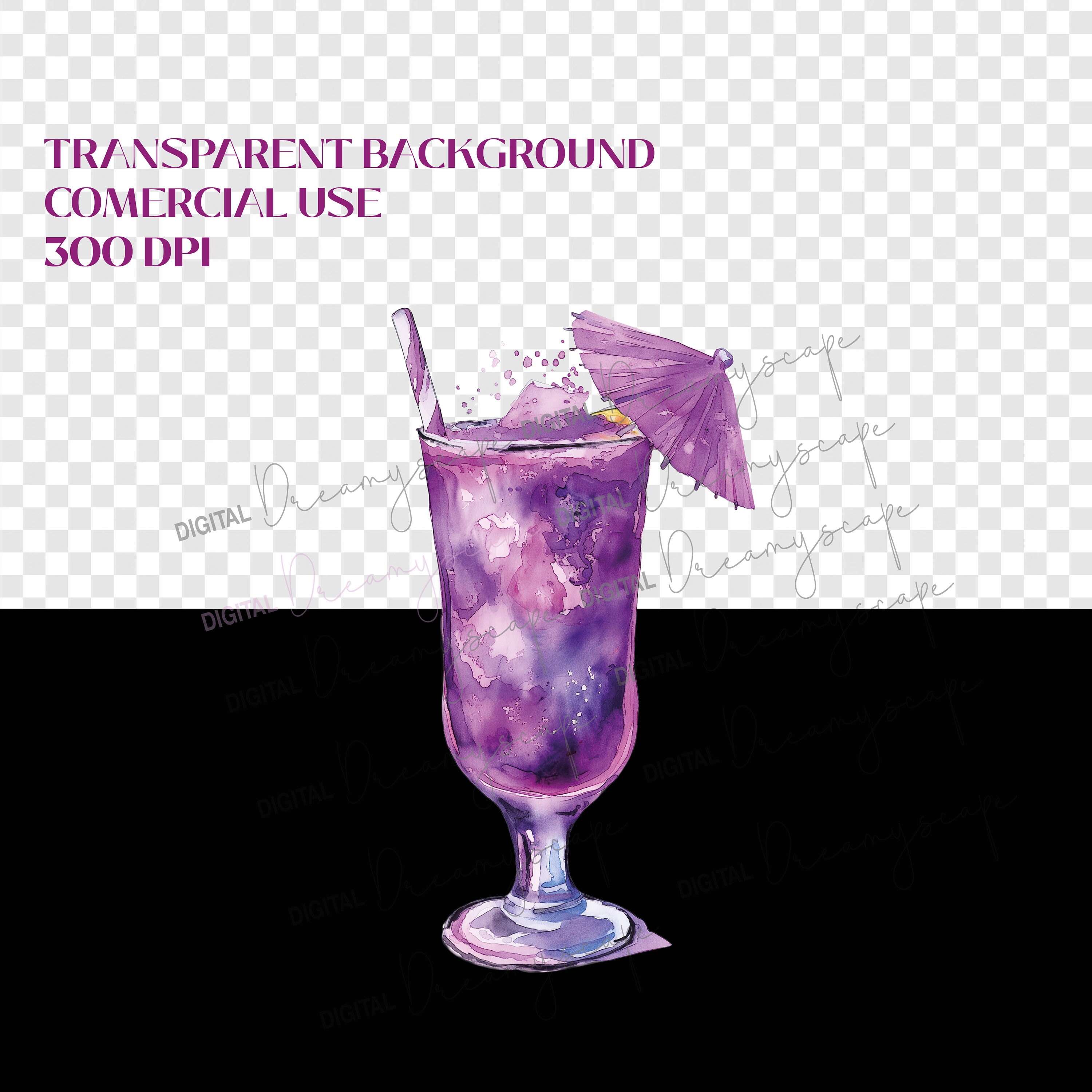 Watercolor Purple Tropical Cocktail, Clipart Bundle, Party Cocktails ...