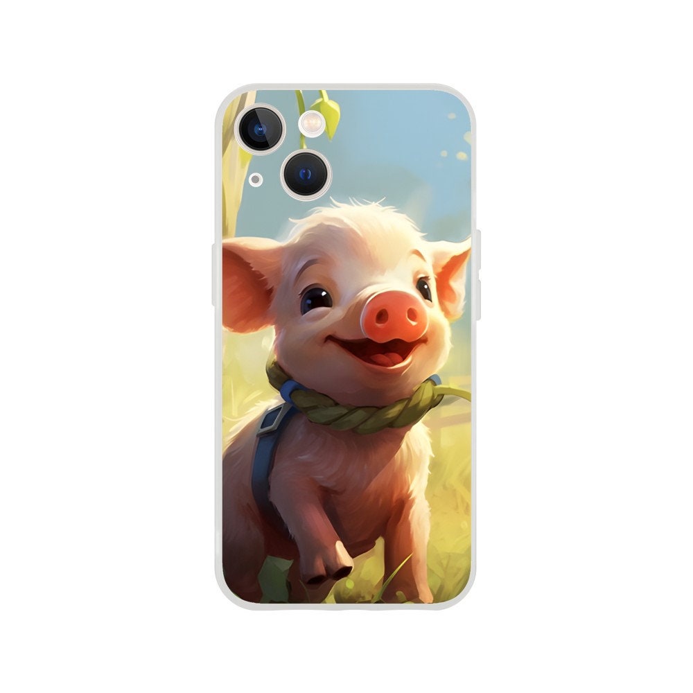 A Charming and Cute Little Pig pig. Flexible Case for Apple and Samsung ...