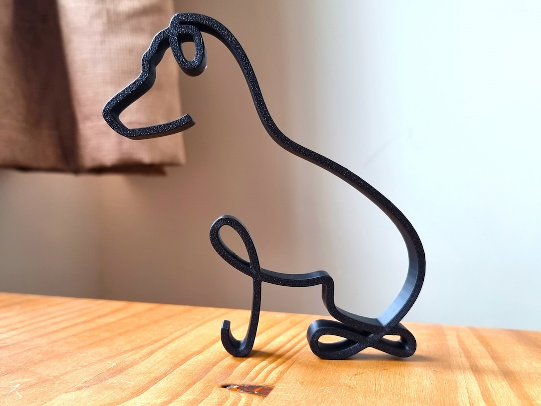 Dog Minimalistic Sculpture Statue Wire Framed Style | Sitting Doggy ...