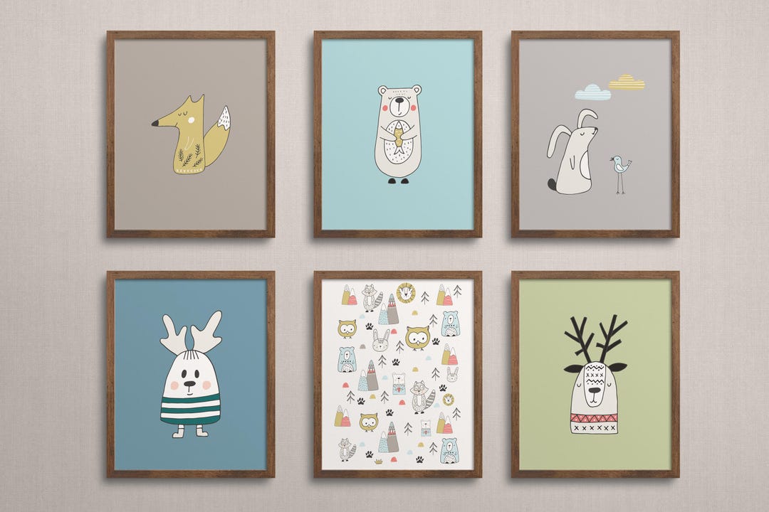 6 Kid's Posters Wall Art Poster Poster Print Nursery Decor Kid's Forest ...