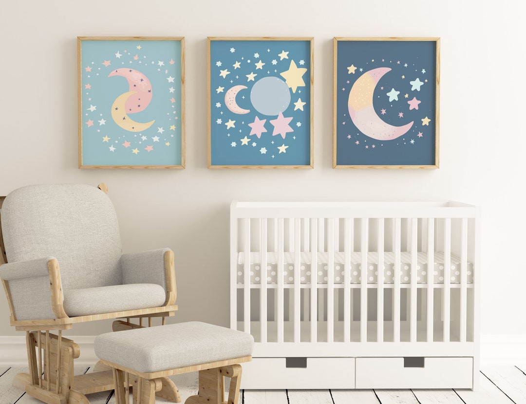 3 Moon & Stars Poster Set | Wall Art Poster | Poster Print - Etsy