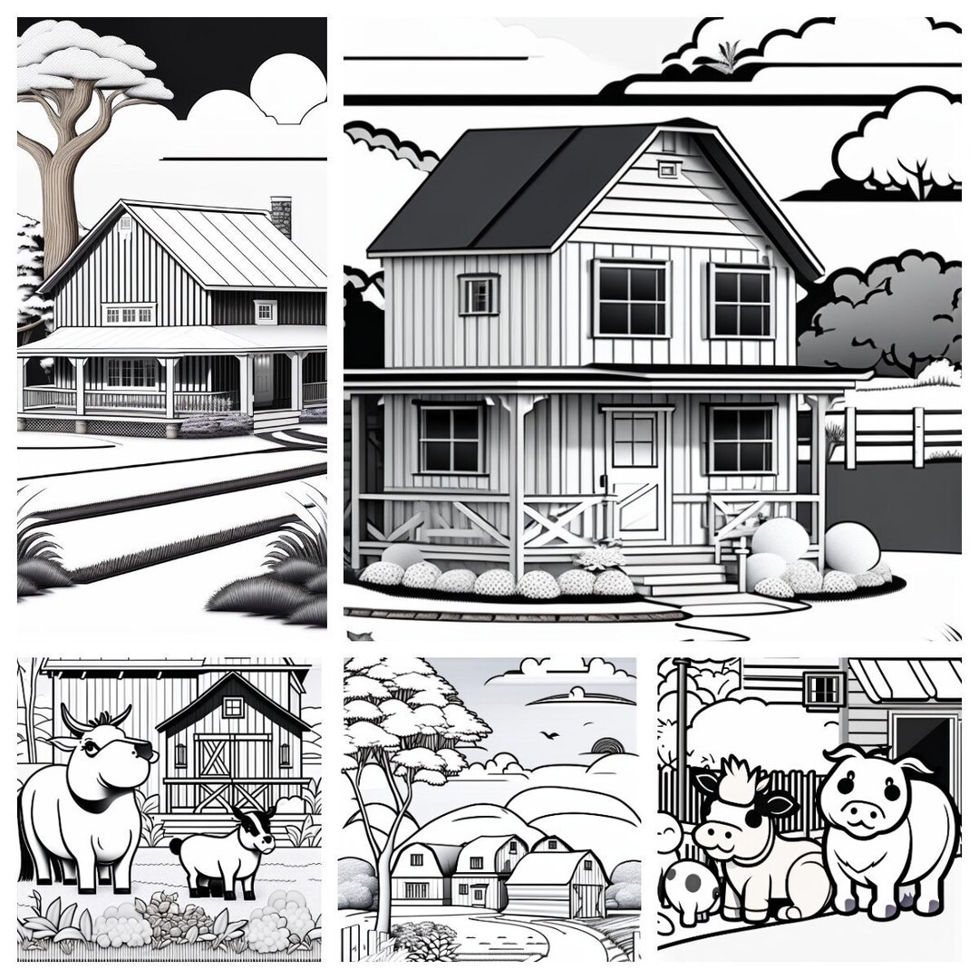 Downloadable Farmhouse Colouring-in Pages - Etsy