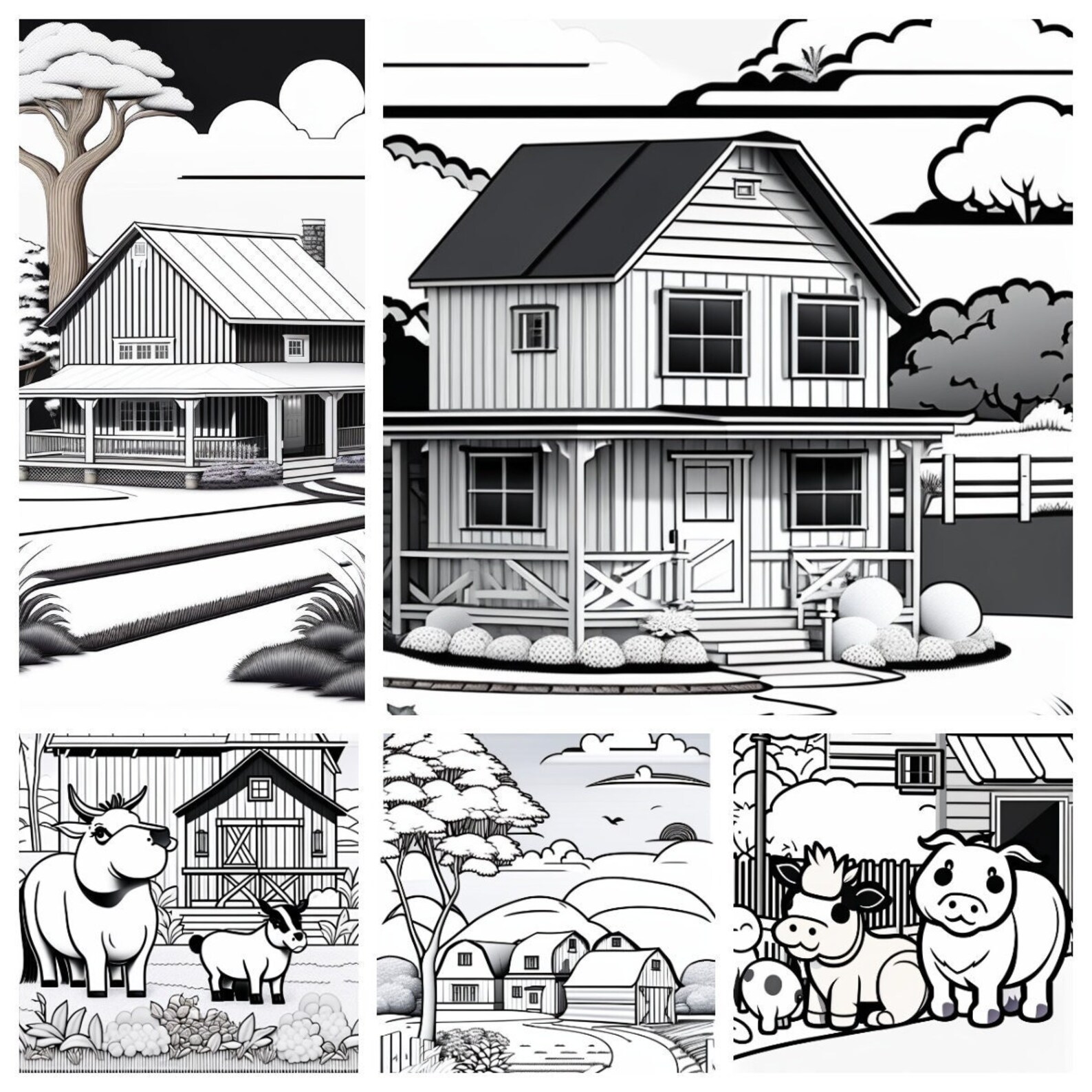 Downloadable Farmhouse Colouring-in Pages - Etsy