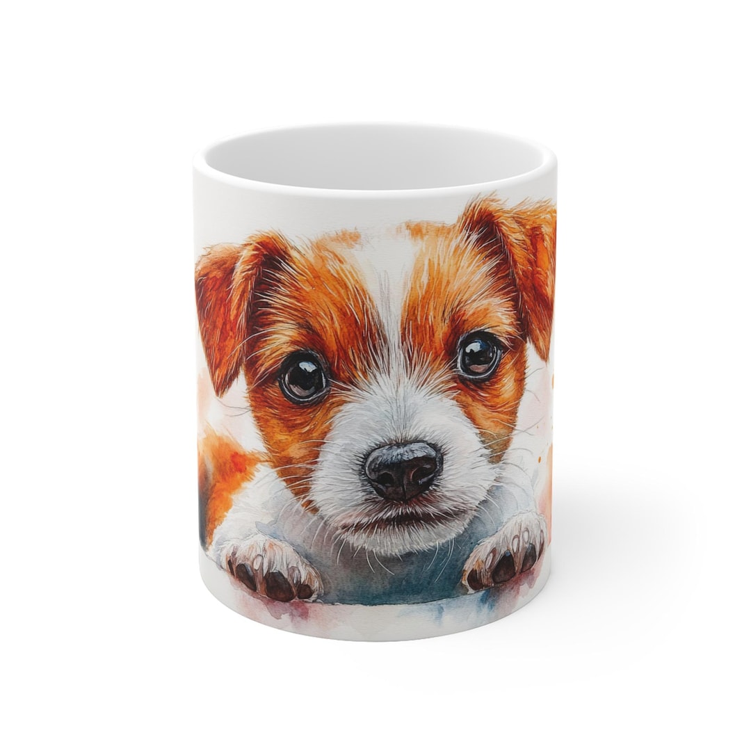 Jack Russell Terrier Watercolor Ceramic Mugs - White Mug in 330 Ml and ...