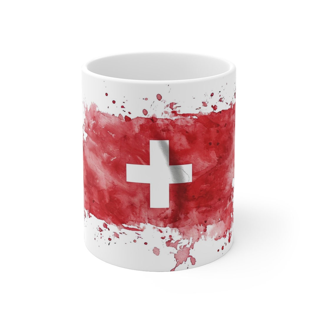 Swiss Flag Watercolor Mug National Pride Design Mug 330ml/440ml for ...