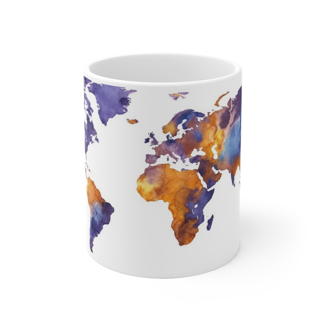 World Map Watercolor Mug Global Design Mug 330ml/440ml for ...