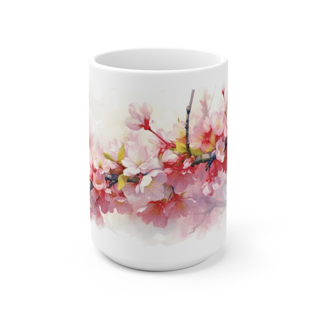 Cherry Blossom Watercolor Mug - Floral Design Cup - Available in 330ml ...