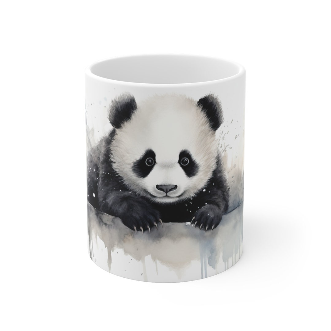 White Ceramic Mug - Panda Bear in Watercolor Style - Perfect Gift for ...