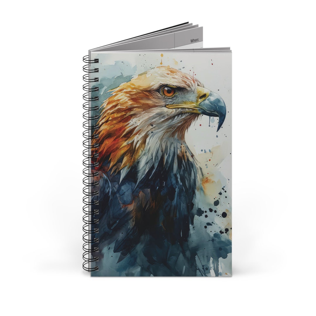 Watercolor Eagle Portrait Notebook Ring Binding, Variants: Blank, Line ...