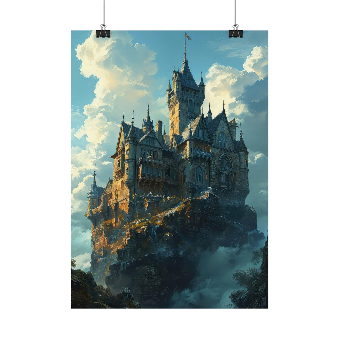 Medieval Castle Watercolor Poster - Rock Fortress, 4 Sizes, Matt/gloss ...