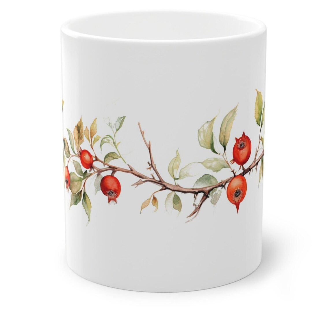 Rose Hip Mug Watercolor Berry Design Mug Nature Inspired - Etsy