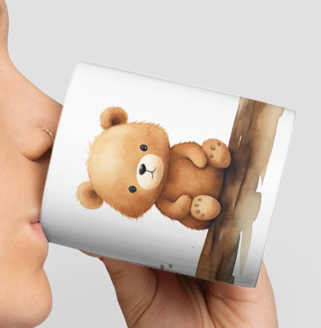 Teddy Bear Watercolor Children's Mug Cute Cuddly Toy Design Mug 330ml ...