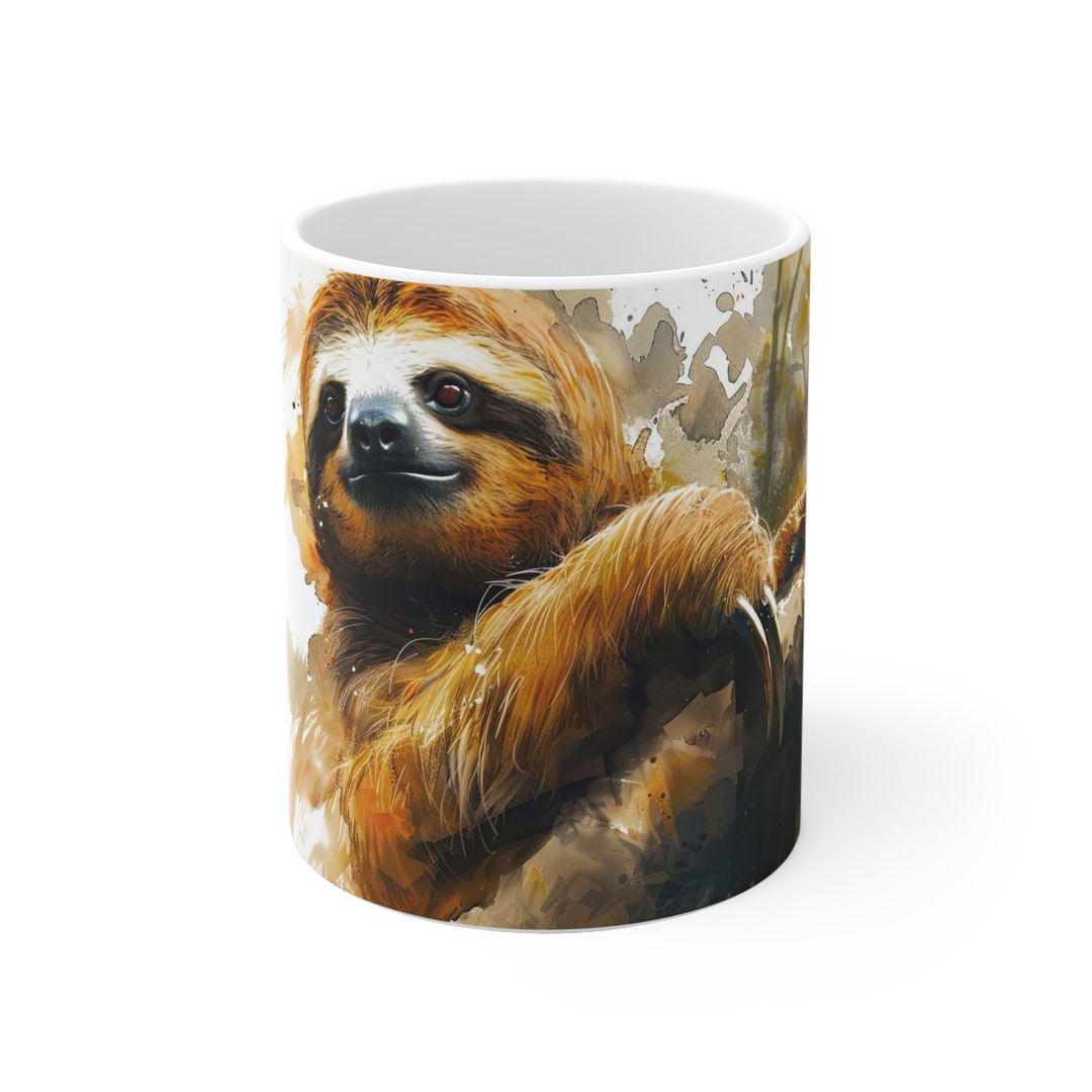 Watercolor Sloth Ceramic Mug - 330ml/440ml - Etsy