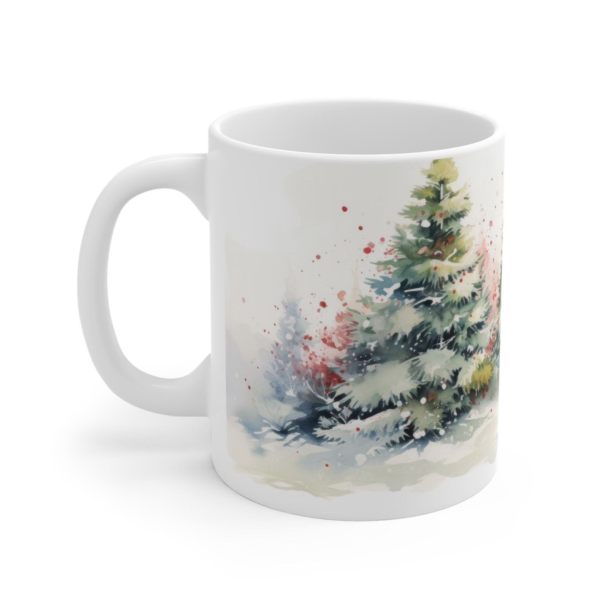 Christmas Tree Mug Festive Gifts Watercolor Ceramic Mug Unique ...
