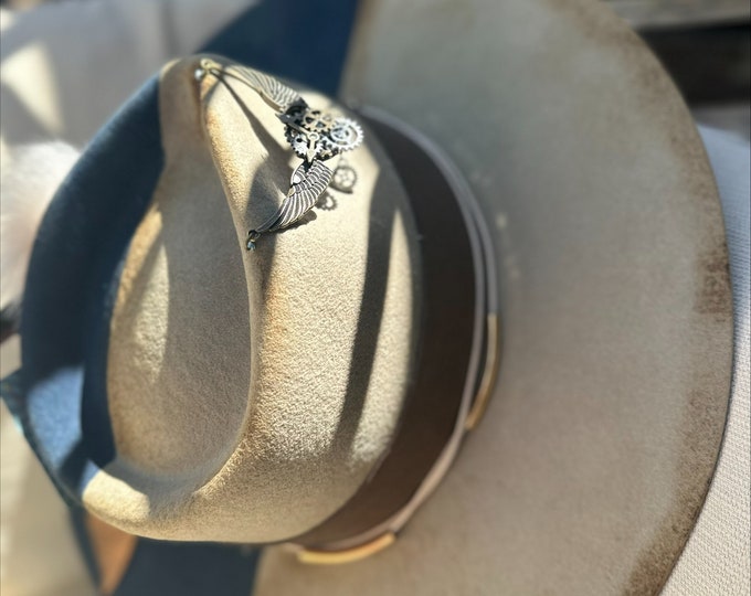 Hard Wool Felt-hand Burned Wide Brim Felt Fedora Hat for Women, Rancher ...